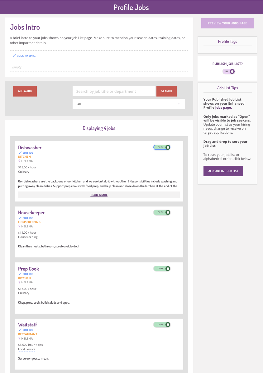 The Jobs List – CoolWorks Employers